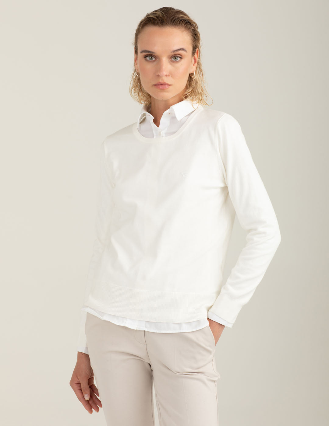 Crew-neck sweater off white Woman FW25W03MG – Fredmello®