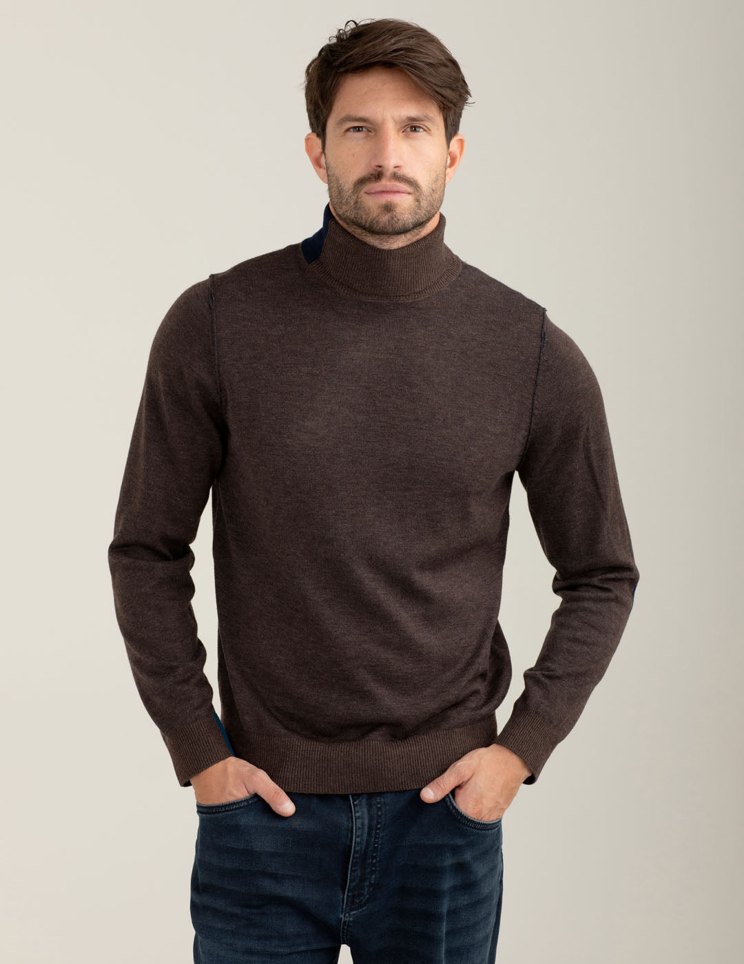 Vanisé turtleneck sweater mud melange Man FM25W31MD – Fredmello®