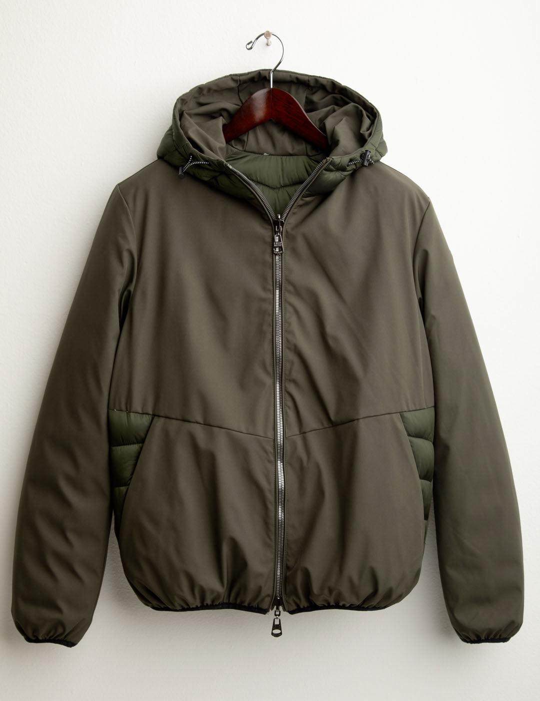 Reversible bi-material padded jacket army Man FM25W05KU – Fredmello®