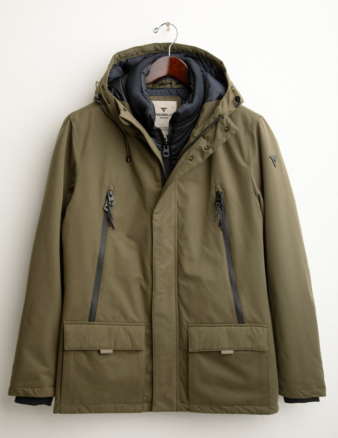 Jacket with detachable insert and adjustable hood army Man FM25W20KU ...